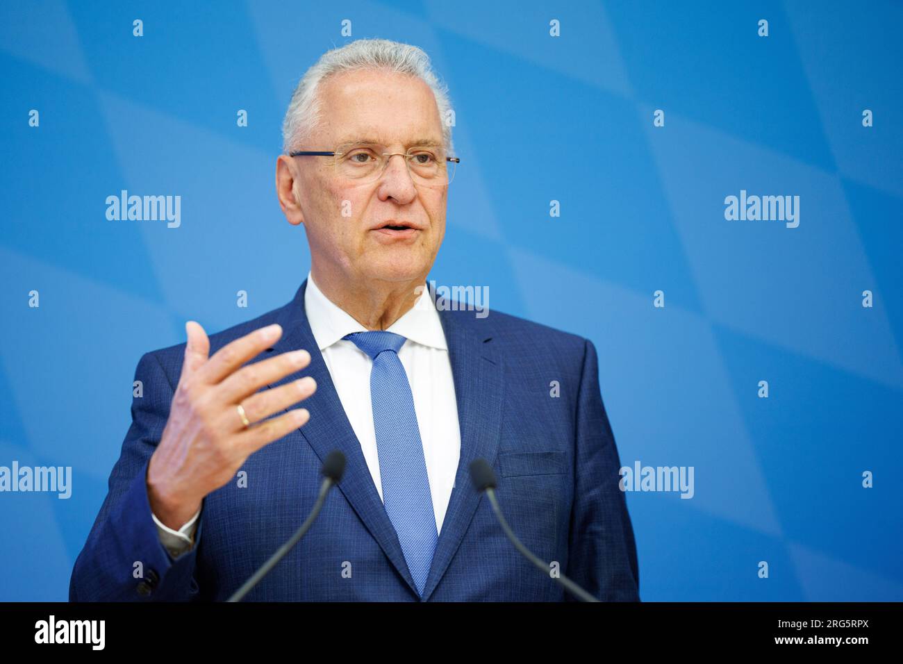 Munich, Germany. 07th Aug, 2023. Joachim Herrmann (CSU), Minister of the Interior of Bavaria ...