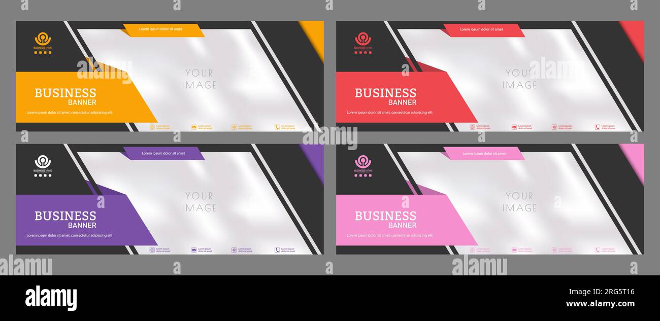 Business banner. A set of horizontal templates with space for a photo ...