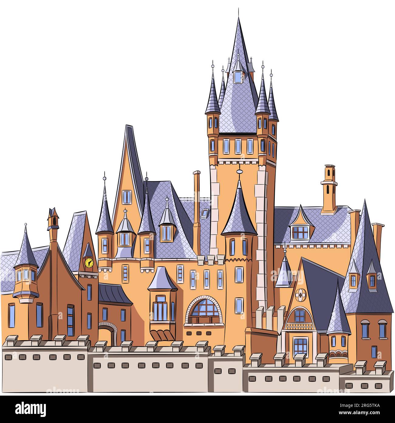 Towers, buildings and ramparts of the old medieval castle in Cochem ...