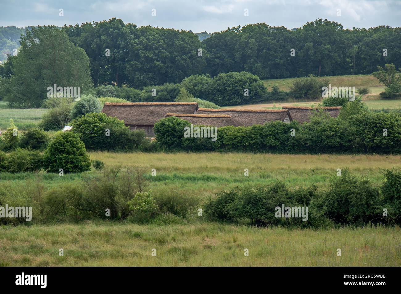 Reconstructed houses of the former Viking Age trade settlement Hedeby ...