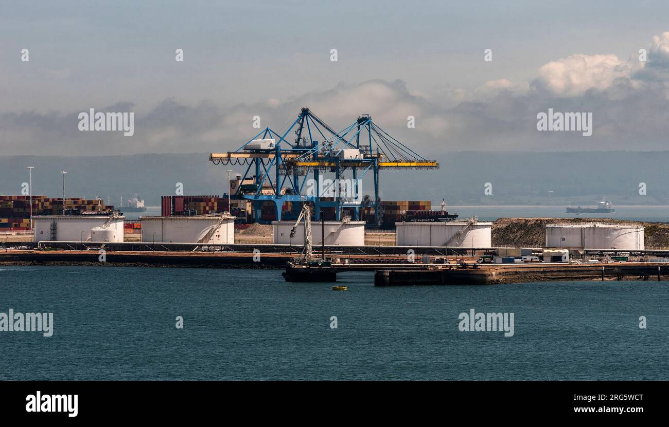 Le Havre, Northern France. 12 June 2023. Overview of oil storage tanks ...