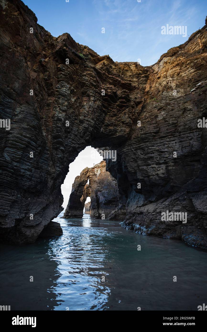 Beach of the Cathedrals in Ribadeo, Lugo, Galicia. Also called Augas ...