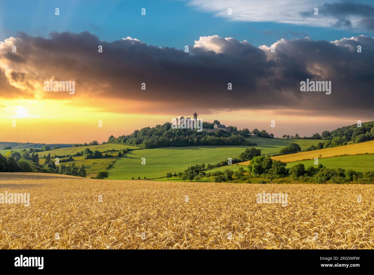 The Ronneburg in Germany in a great landscape photo. Beautiful fields ...
