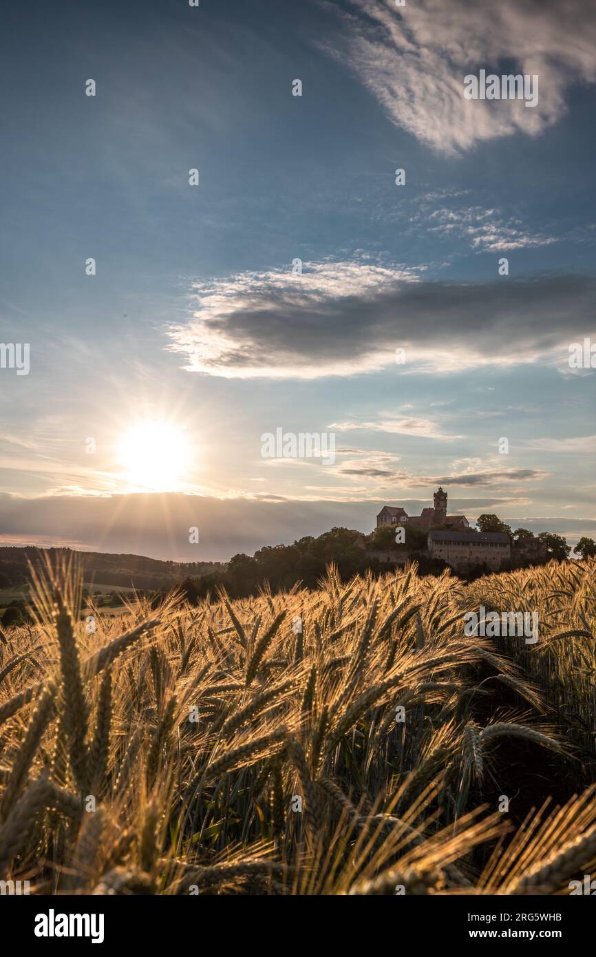 The Ronneburg in Germany in a great landscape photo. Beautiful fields ...