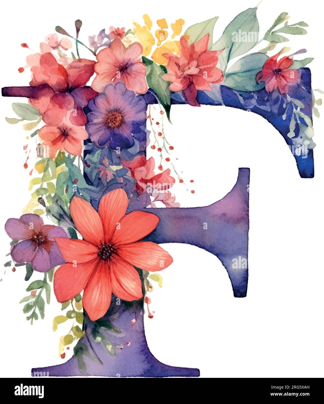 Modern monogram F watercolor, great design for any purposes. alphabet ...