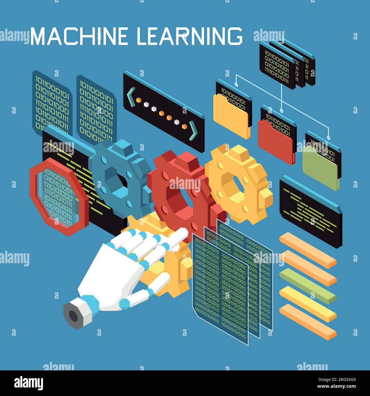 Machine learning isometric composition of text and robotic hand with ...