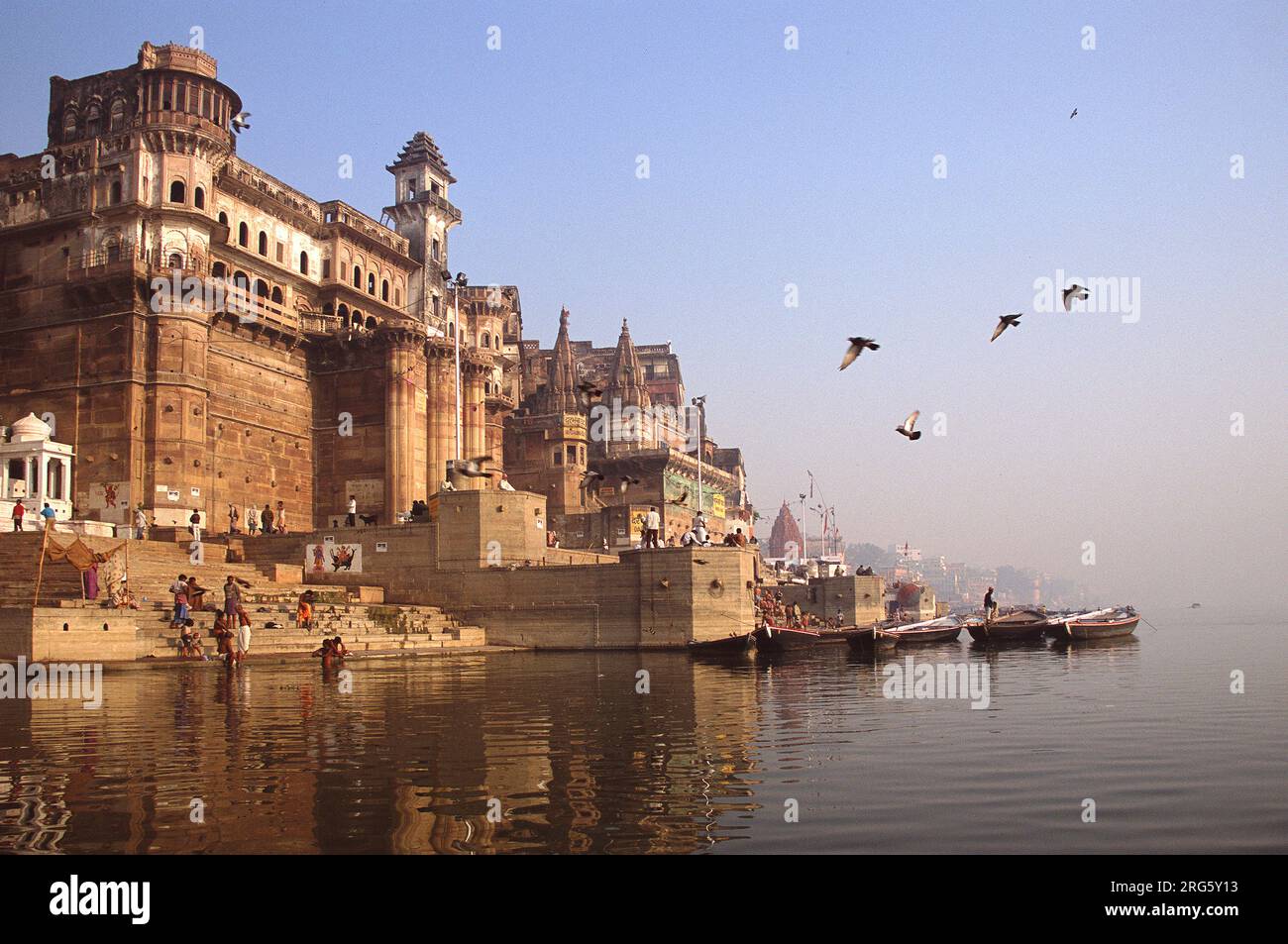 Darbhanga Ghat at sunrise, Ganges River, Varanasi, India Stock Photo ...