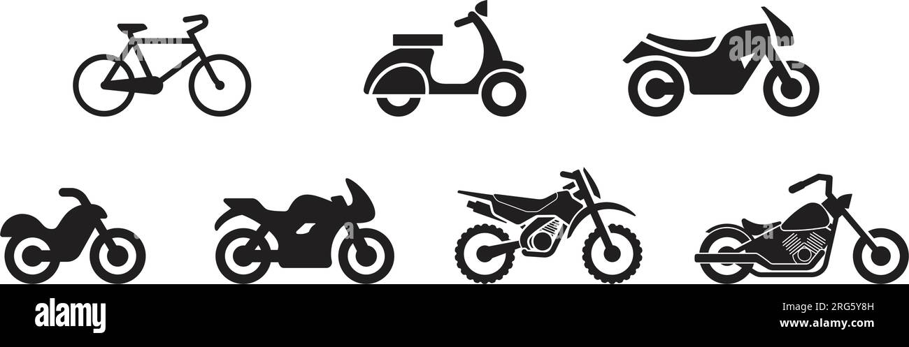 simple scooter moped motorcycle motorbikebike bicycle silhouette set of ...