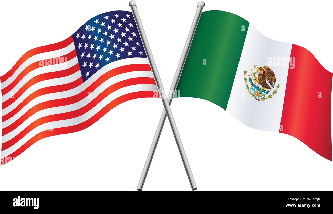 Crossed American Flags Flag Poles