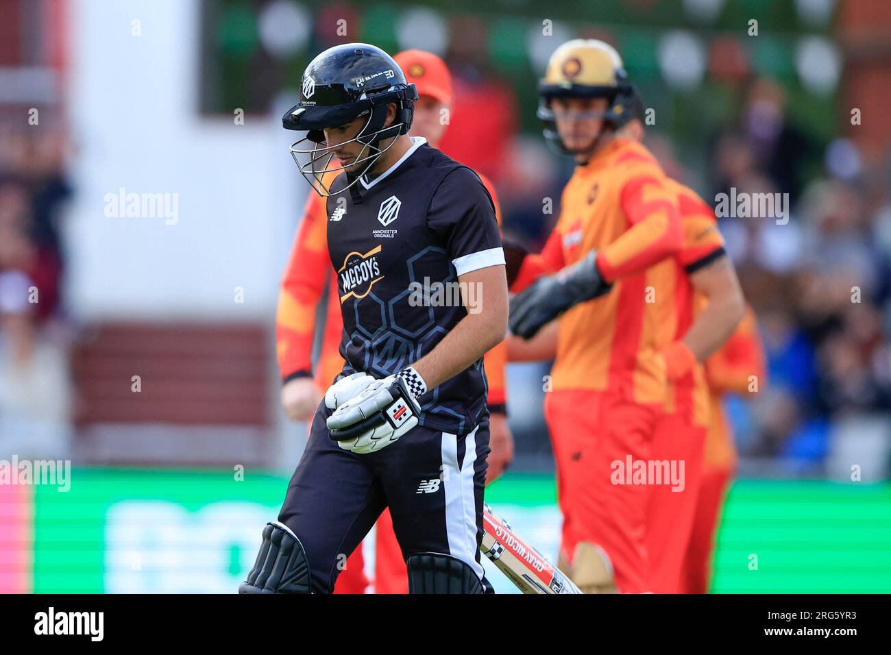 Max Holden of Manchester Originals is out for a duck during The Hundred ...