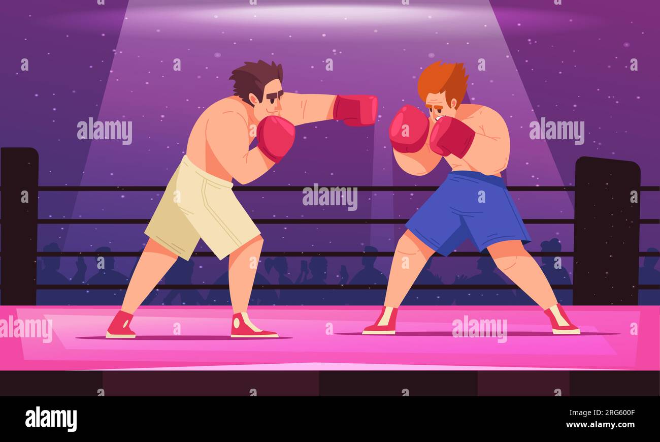 Colored boxing concept two fighters fight against each other in the ...
