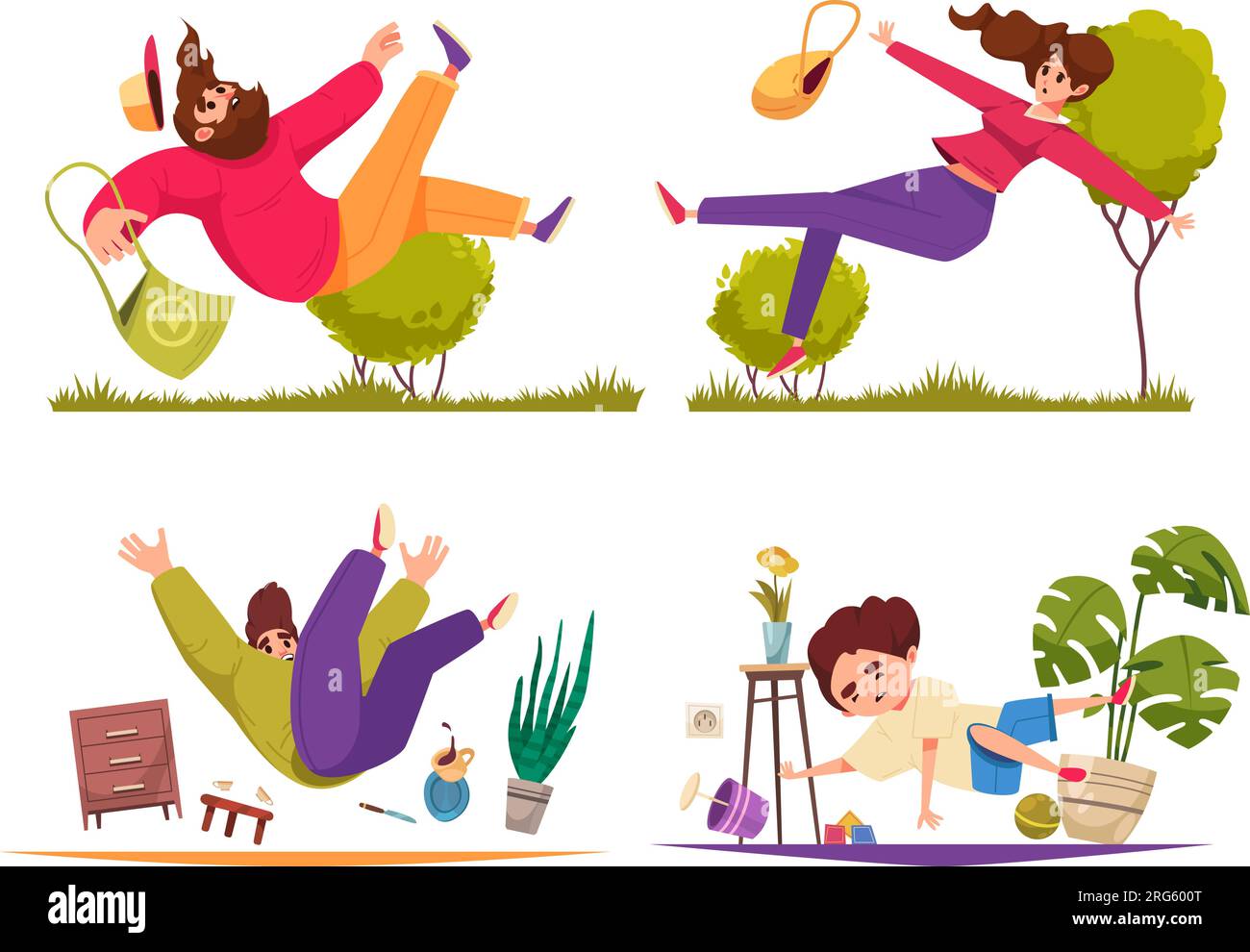 Falling people composition mini scenes of people falling in different ...