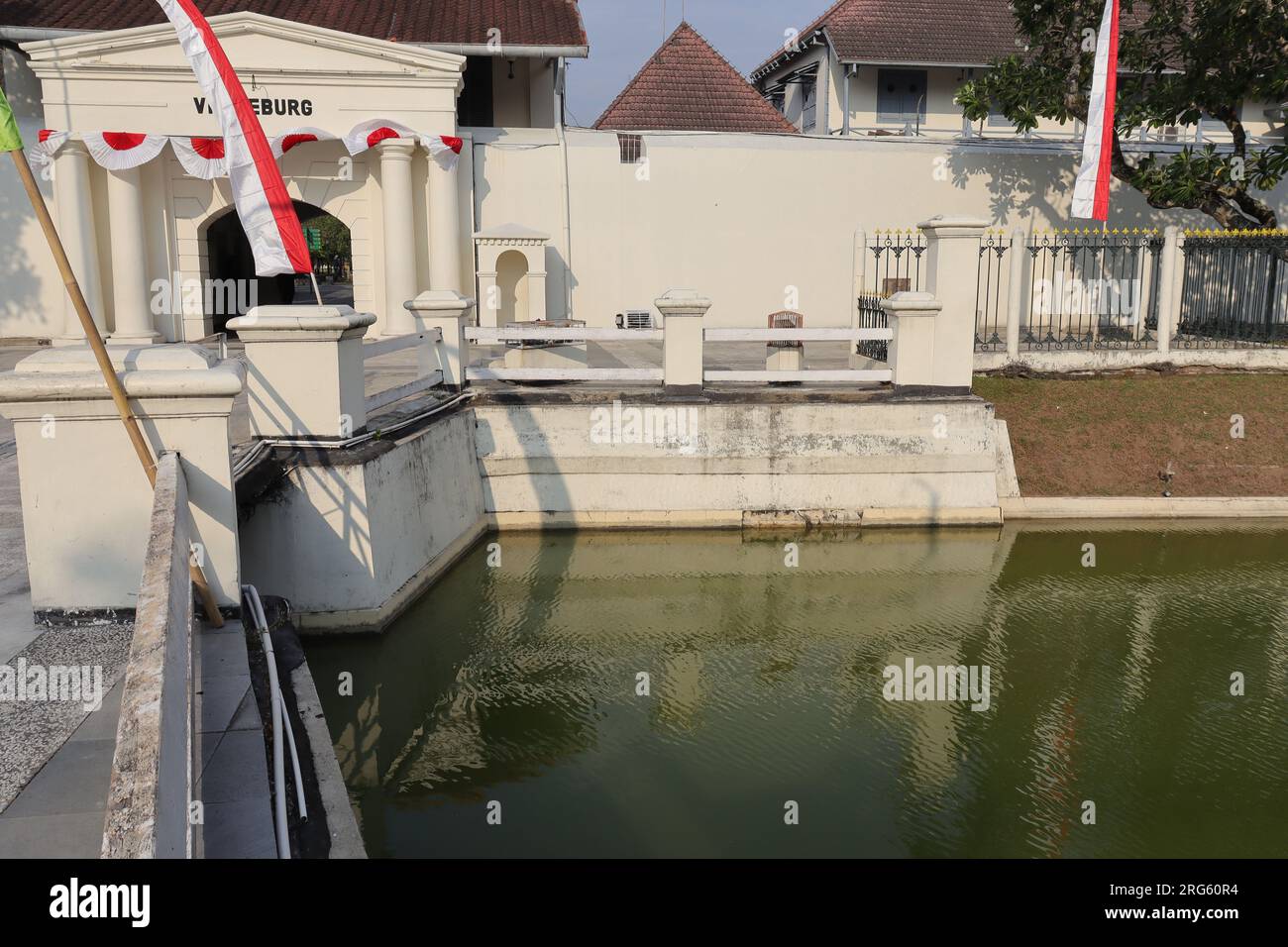 The moat that surrounds the fort for defense from enemy attacks at ...