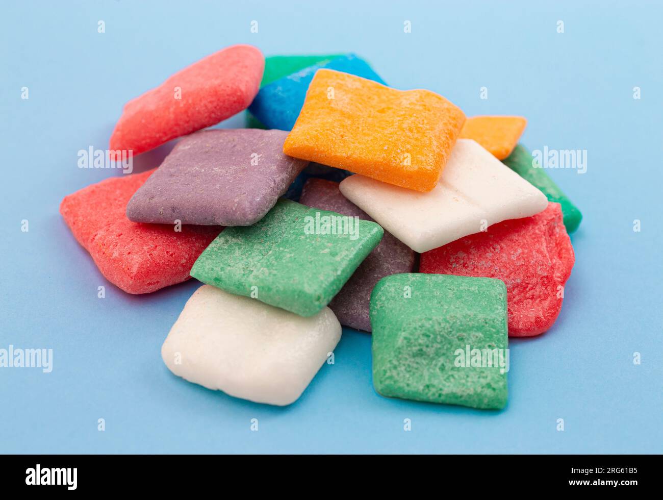 Freeze Dried Candy Fruit Flavored Bar Candies on a Blue Background ...