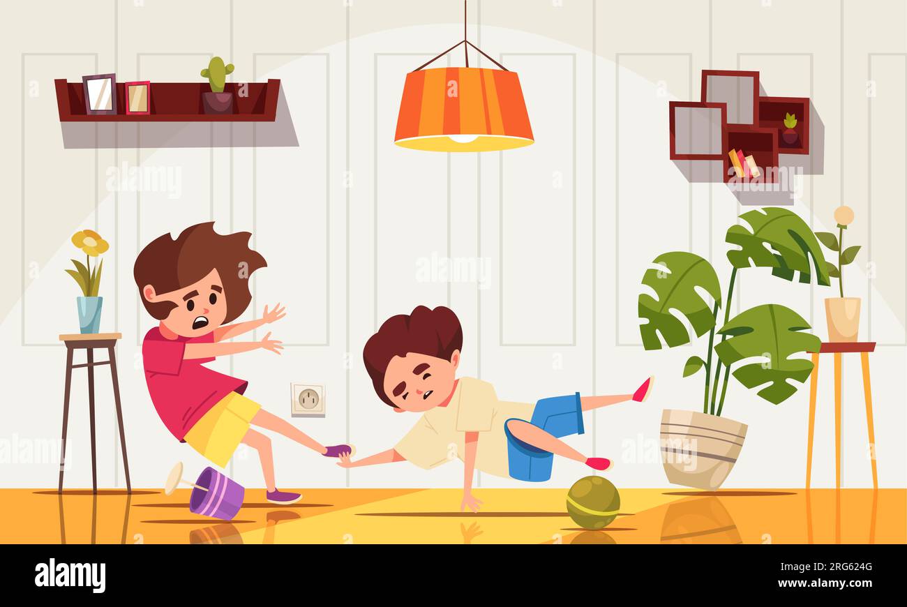 Children falling people composition two children fall to the floor in ...