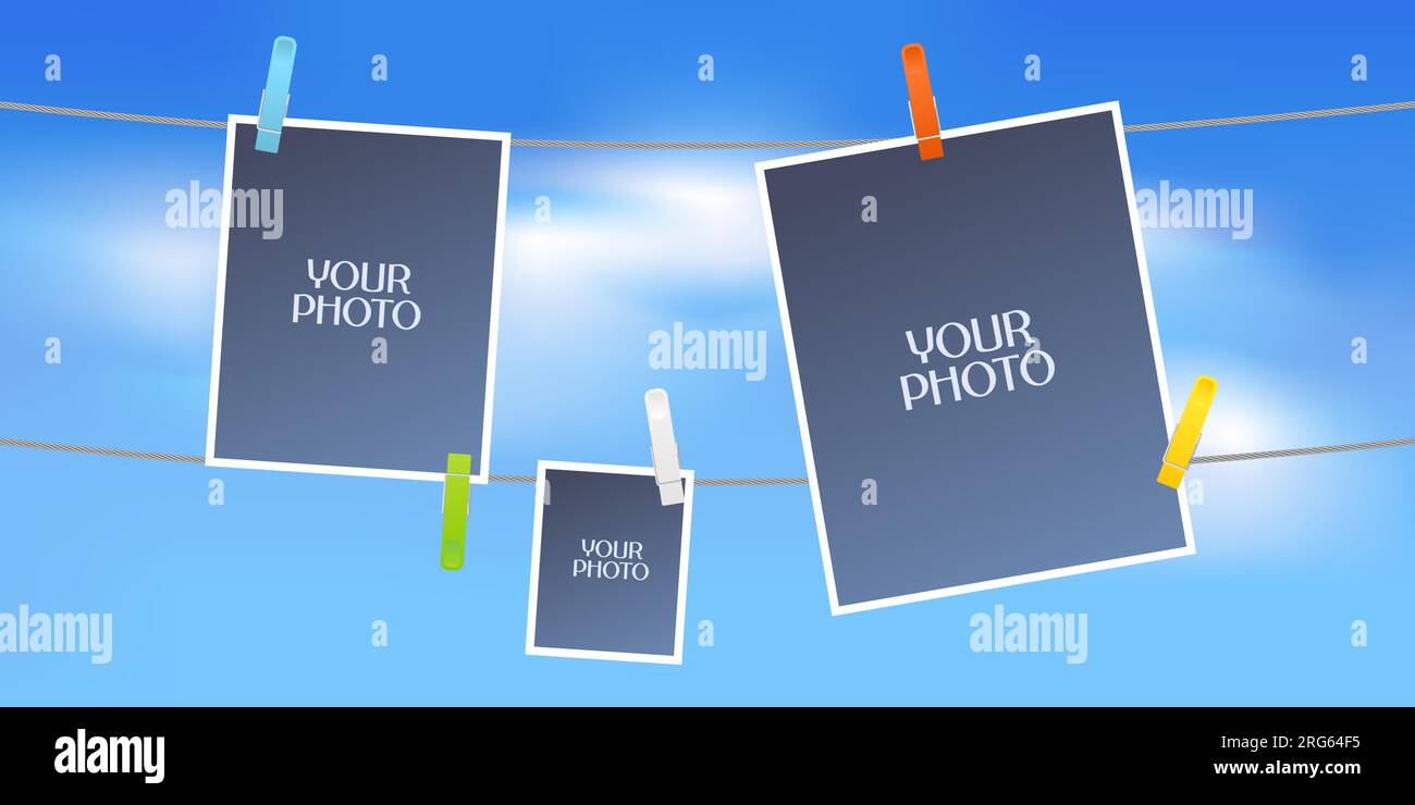 Collage of photo frames or scrapbook vector illustration. Design ...