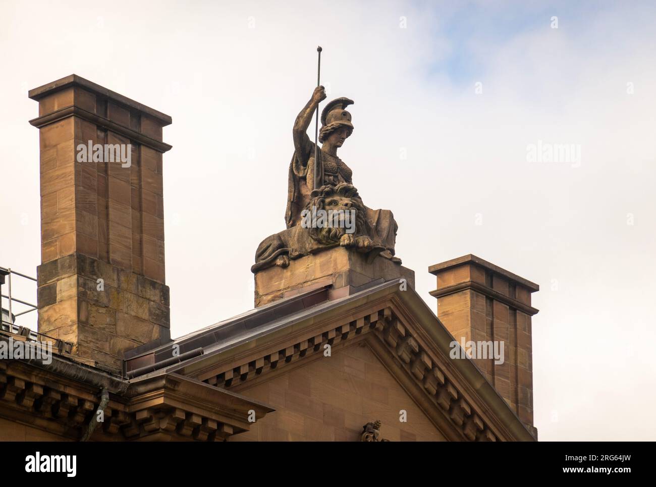 rooftop sculpture of Britannia and a lion at the Art Gallery of Nova ...