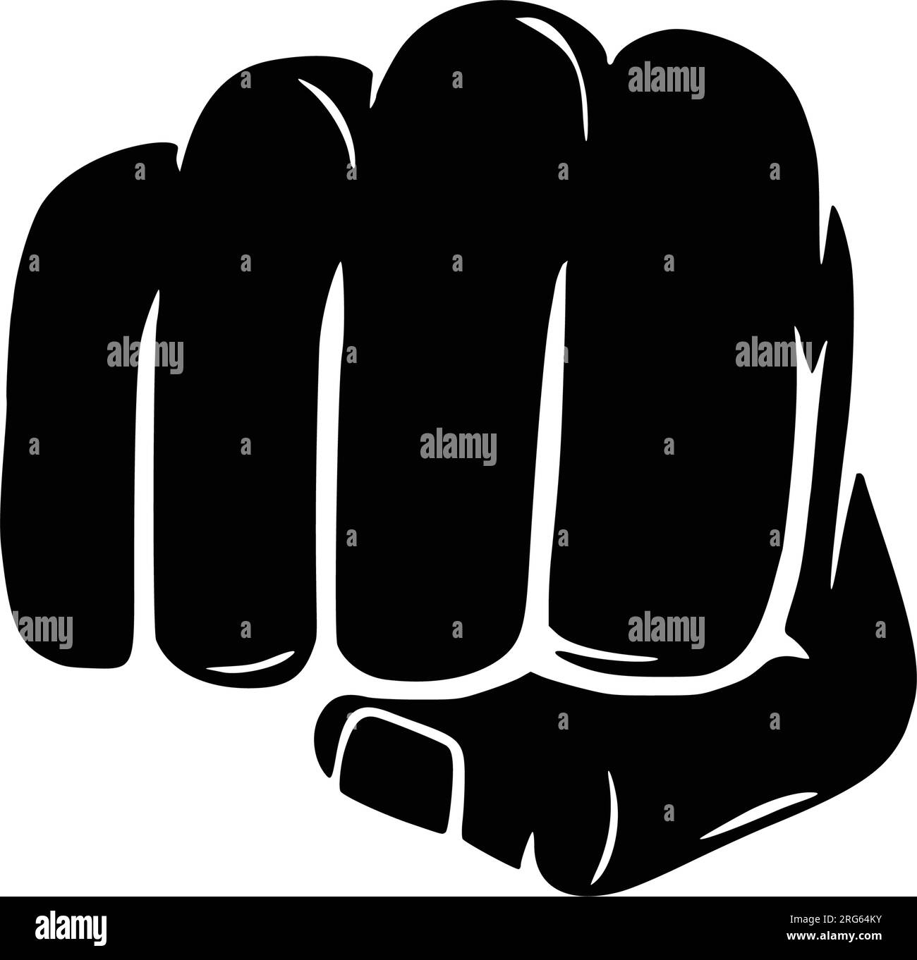 fist front view black silhouette illustration vector on white ...