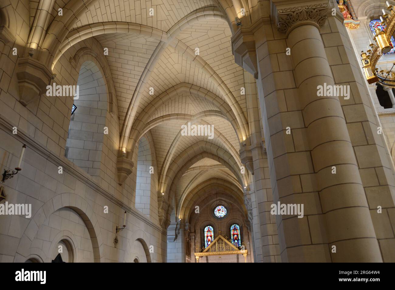 Interior of Buckfast Abbey showing religious imagery Stock Photo - Alamy
