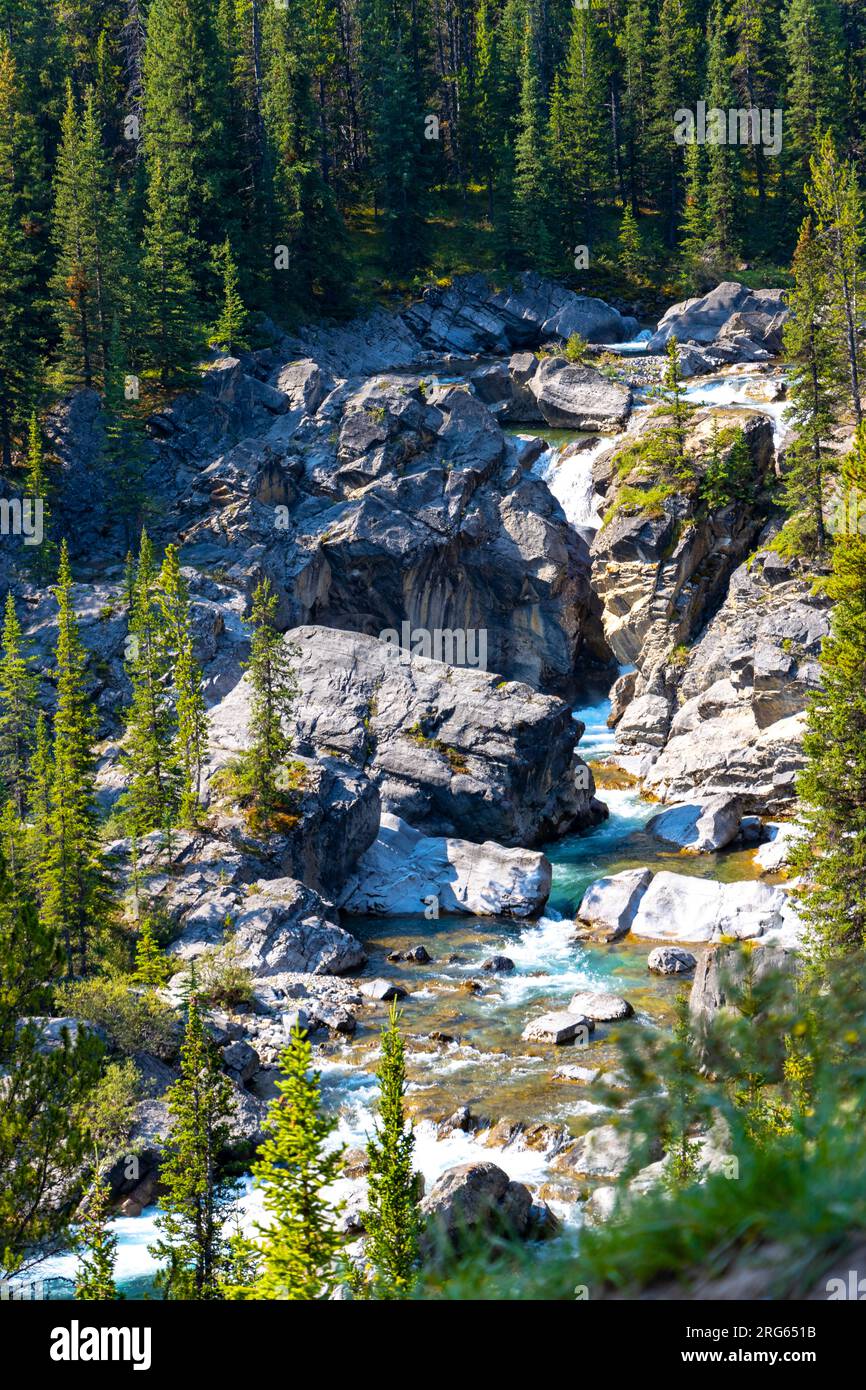 Hummingbird Falls waterfall surrounded by rocks and trees Stock Photo ...