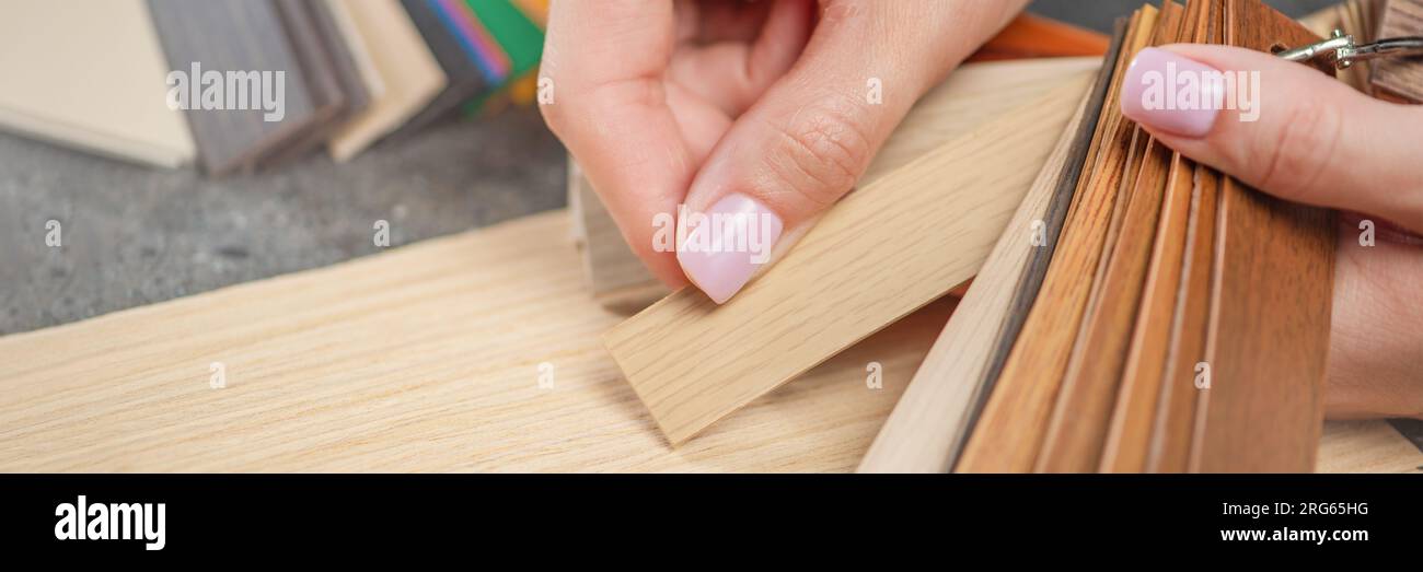 The designer chooses samples of pvc edging for the production of ...