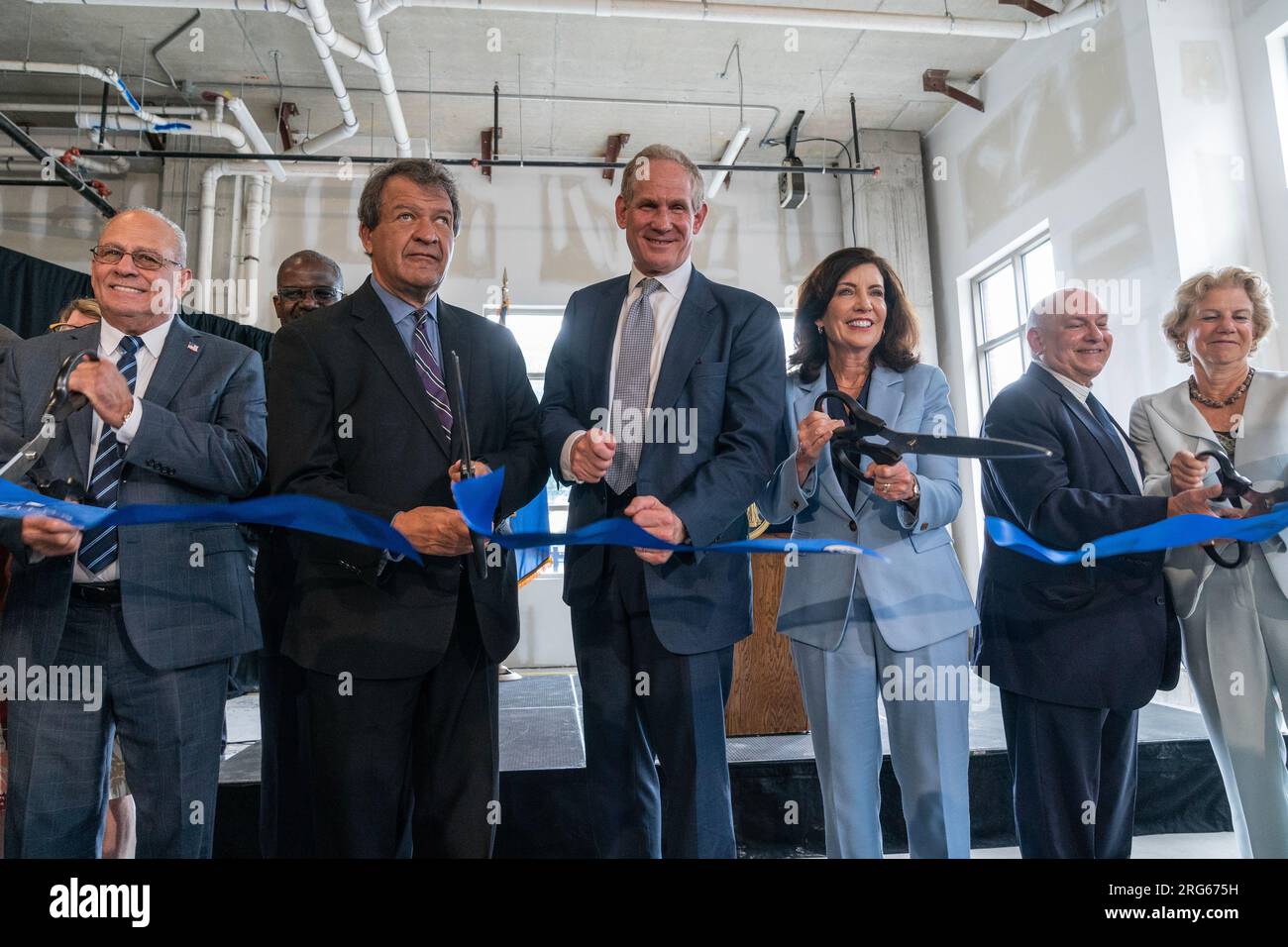 George Latimer (2nd from L), Janno Lieber (C), Governor Kathy Hochul ...