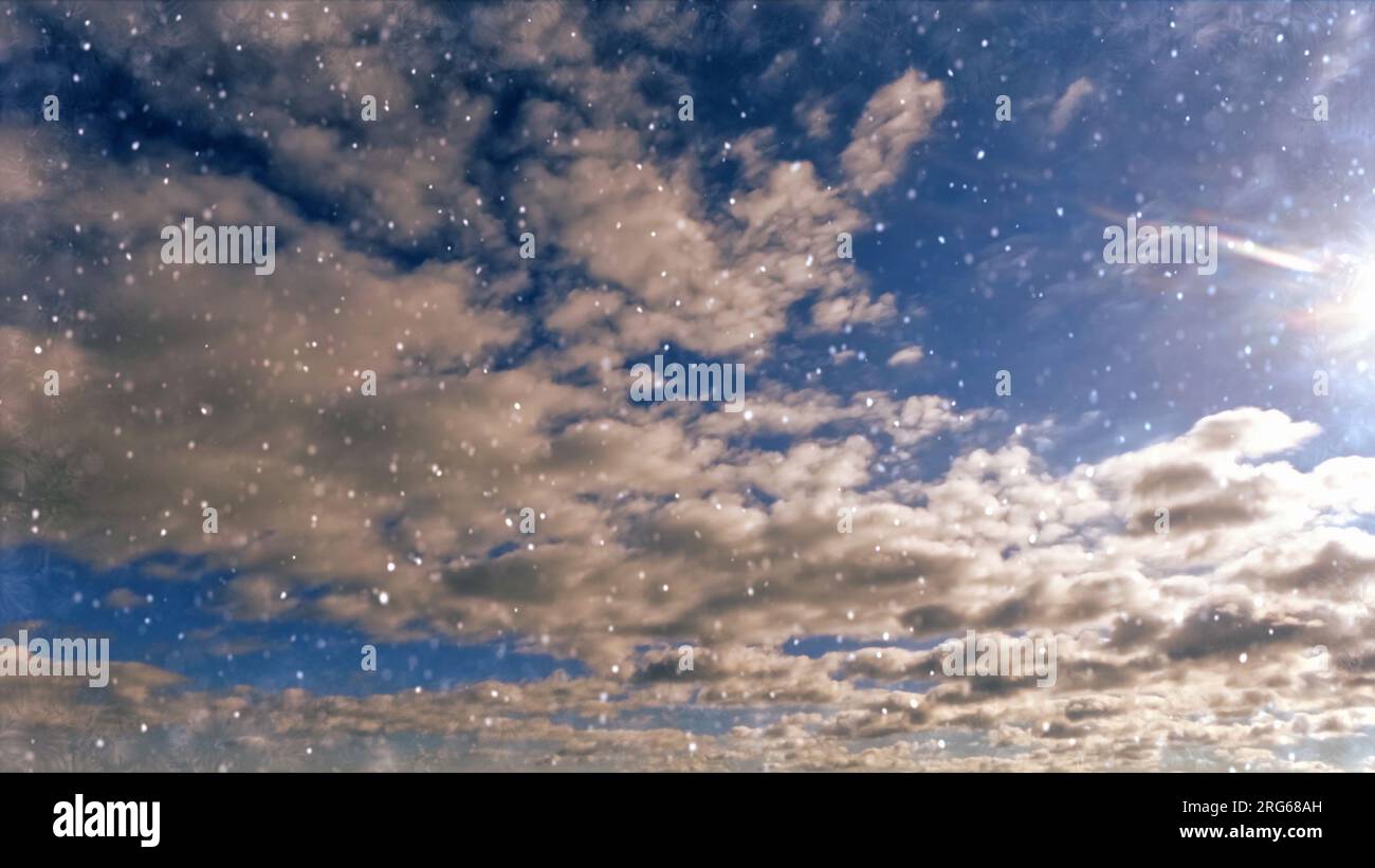 nice snow fall on clouds on sky bg - photo of nature Stock Photo - Alamy