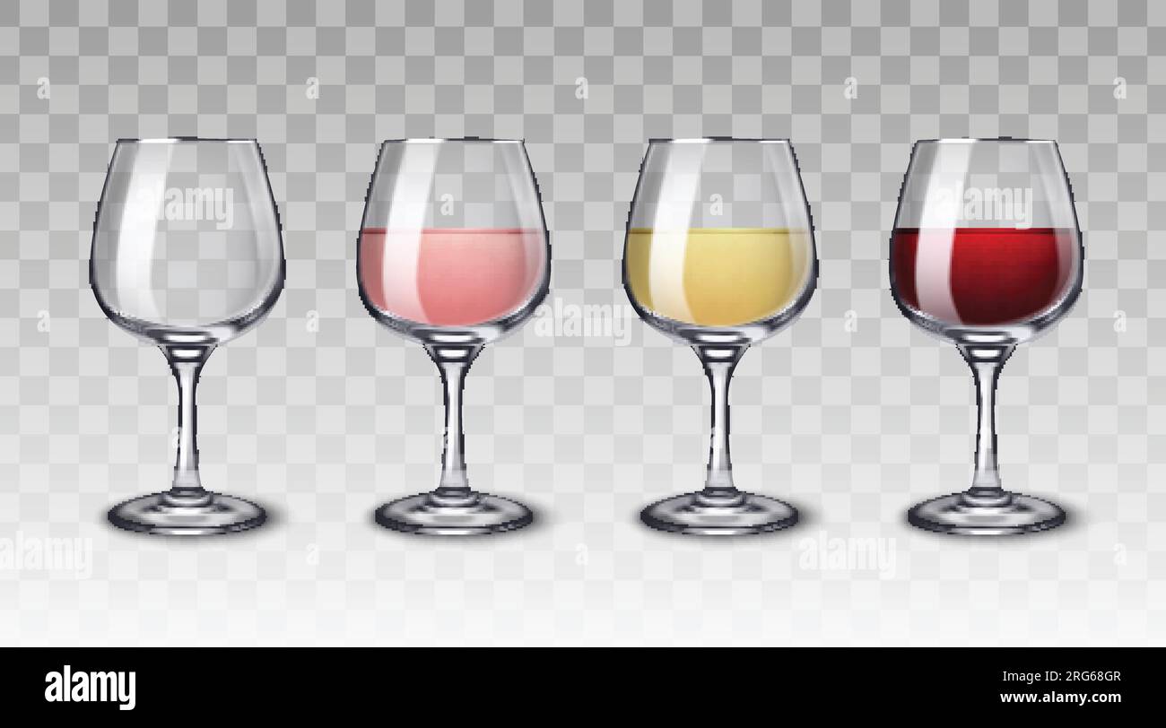 Alcohol drinks glassware set with realistic images of drinking glasses ...