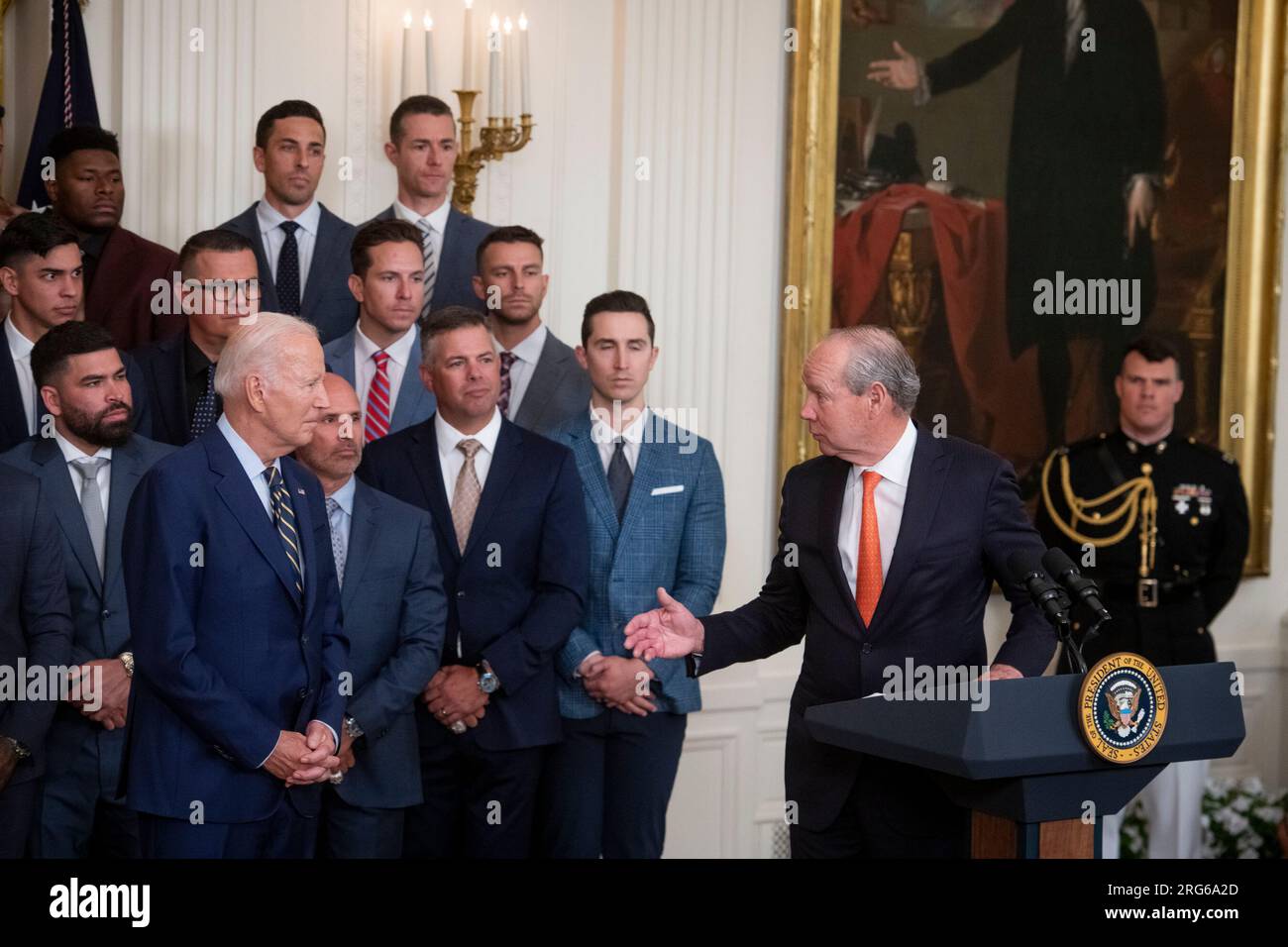 Houston Astros Owner Jim Crane offers remarks as the Houston Astros are ...