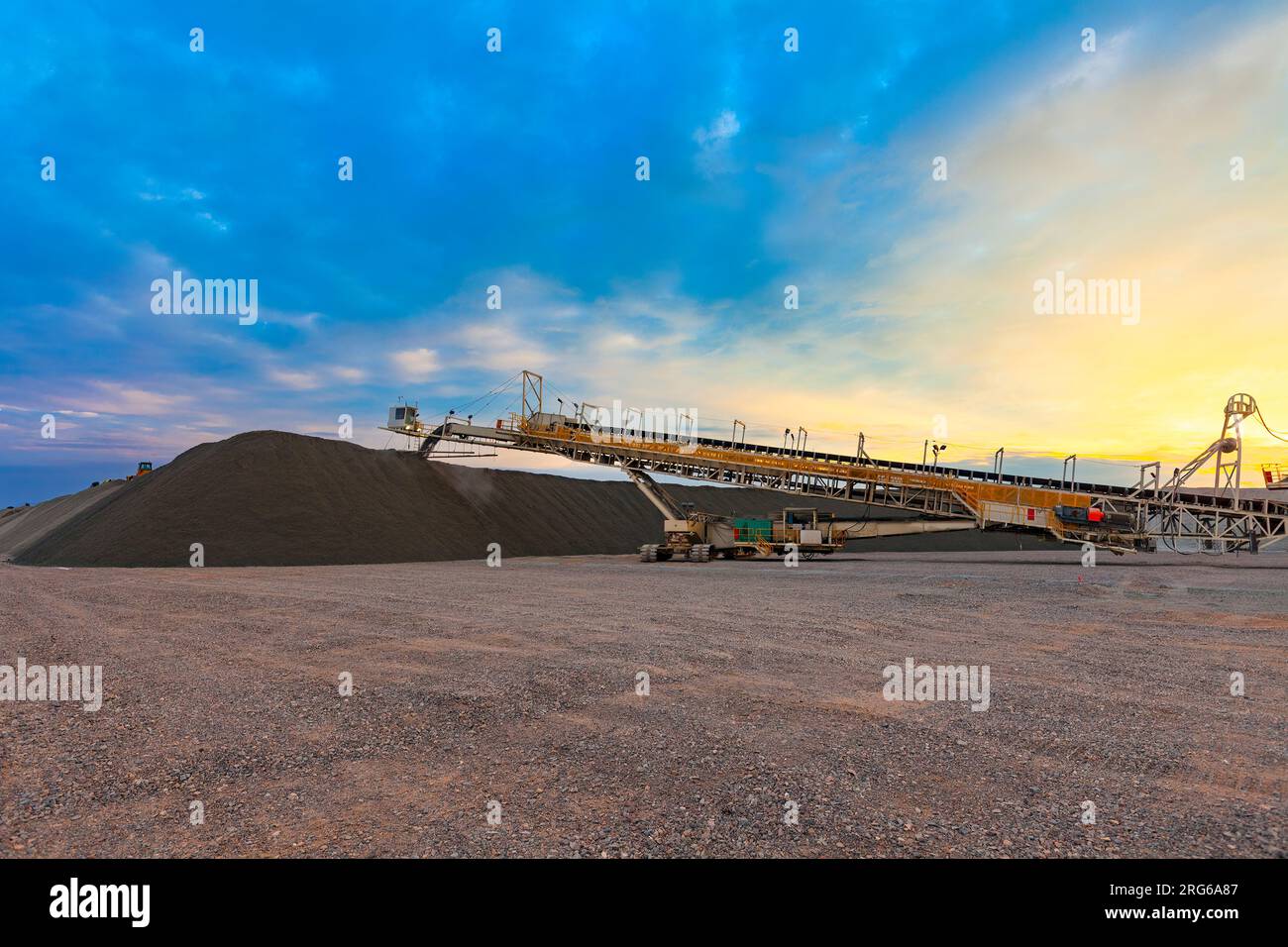 Portable conveyor belt machinery at a copper mine in Chile Stock Photo ...
