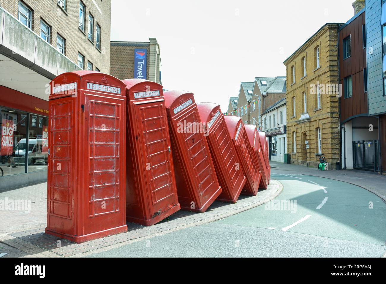 David Mach's Red Public K6 Telephone Boxes in Kingston Upon Thames ...