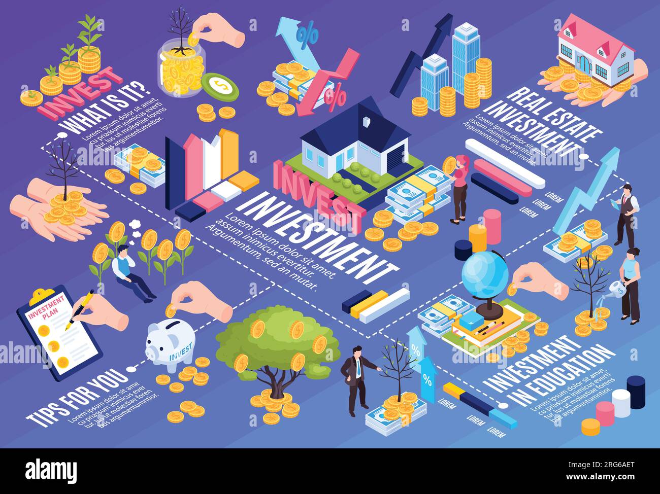 Isometric investment horizontal composition with isolated concepts ...
