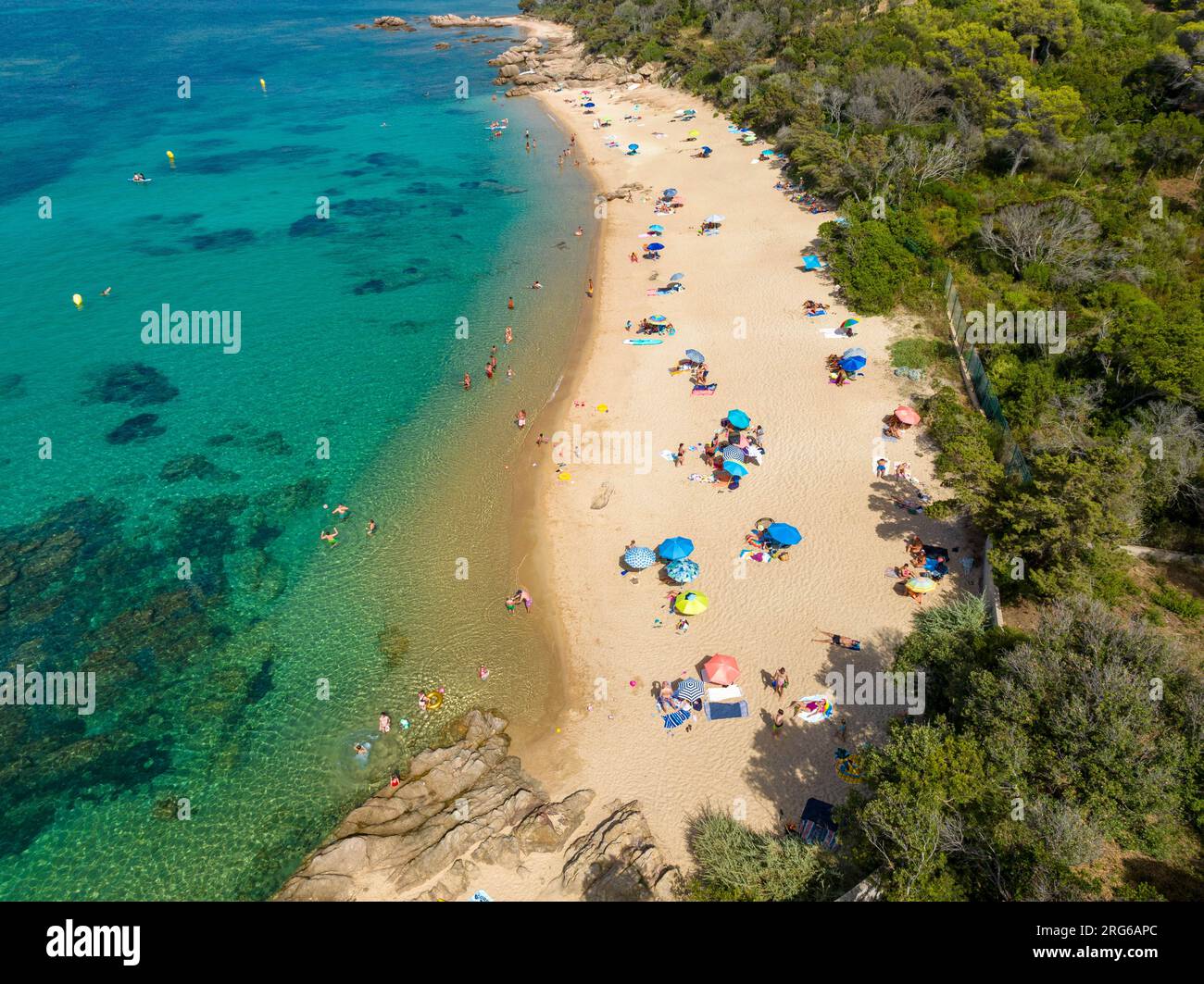 FRANCE. CORSE DU SUD (2A) GULF OF AJACCIO, AERIAL VIEW OF THE ISOLELLA ...