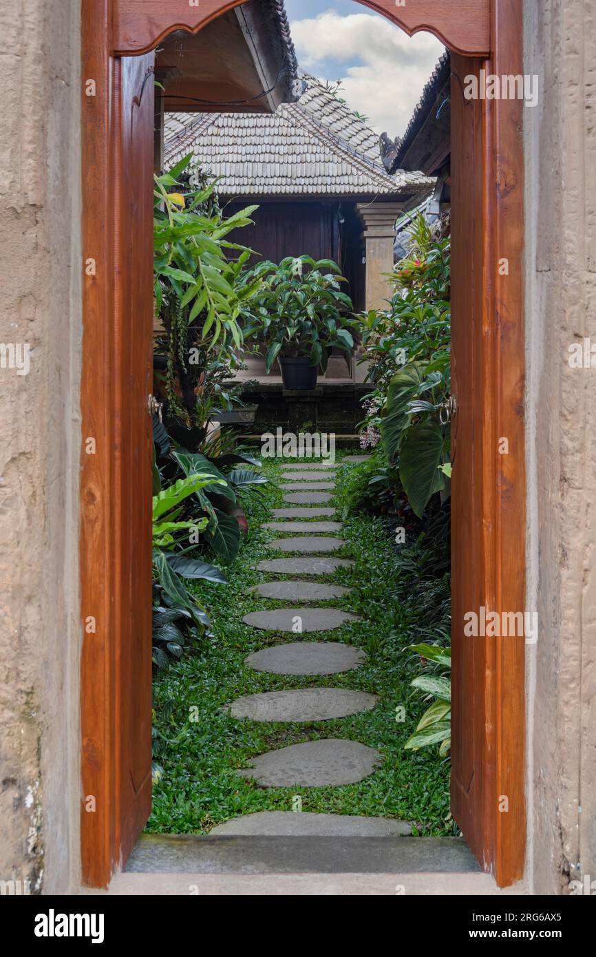 Traditional Balinese entryway to a family compound, Penglipuran Village ...