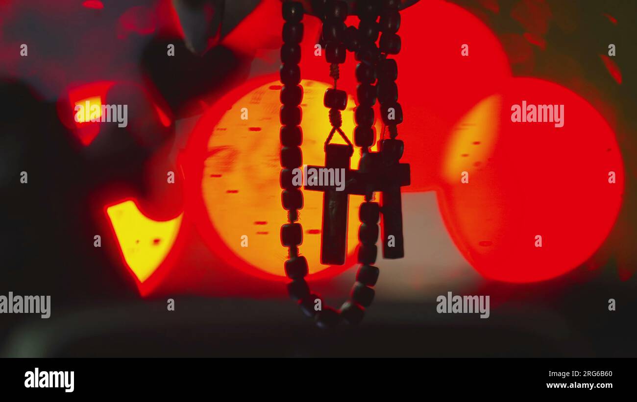 Christian Cross Reflection in Vehicle Windshield During Rainy Drive ...