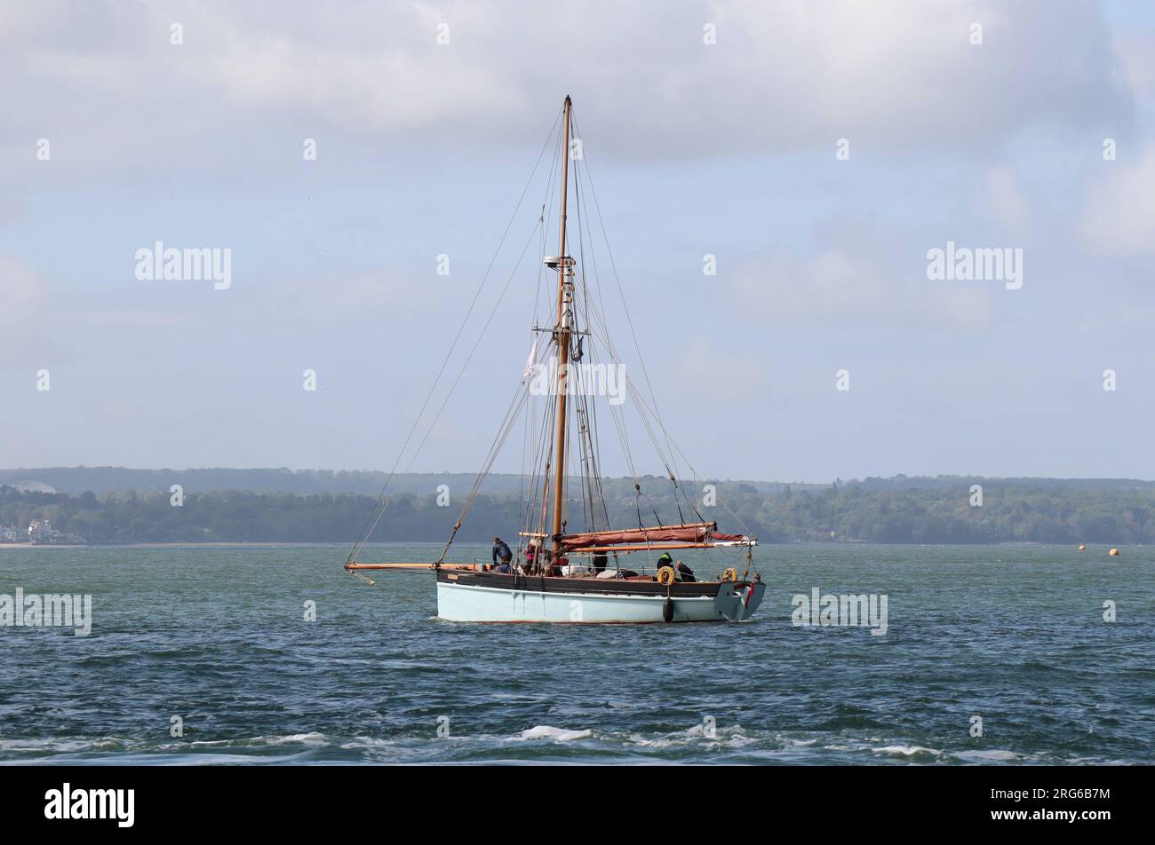The sailing vessel GOLDEN VANITY in The Solent. The UK registered gaff ...