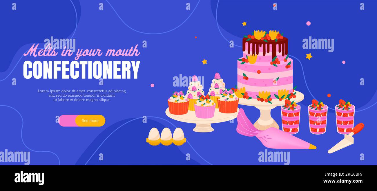 Confectioner chefs horizontal banner with editable ornate text see more ...