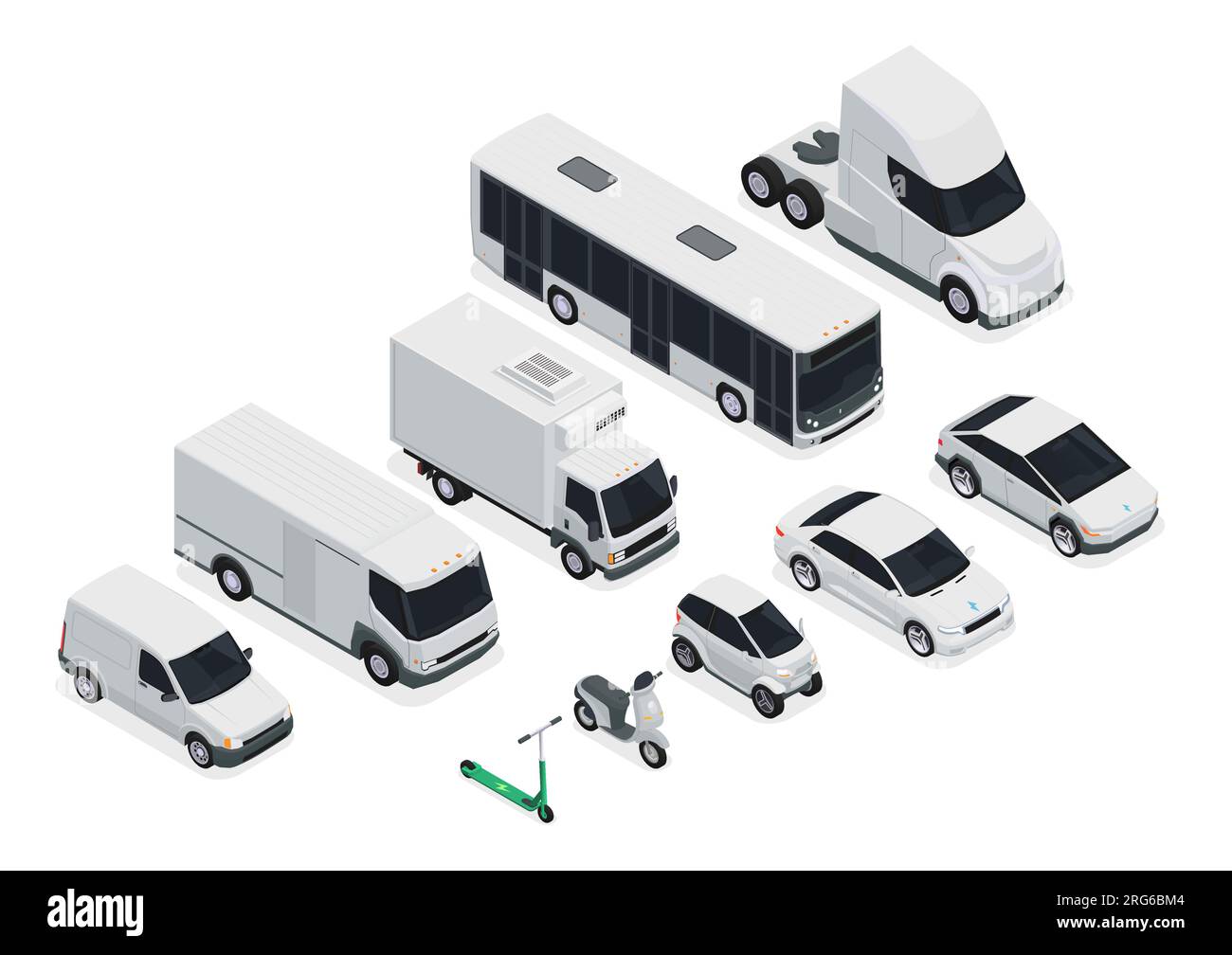 Electric transport isometric icons set with electromobiles buses and ...
