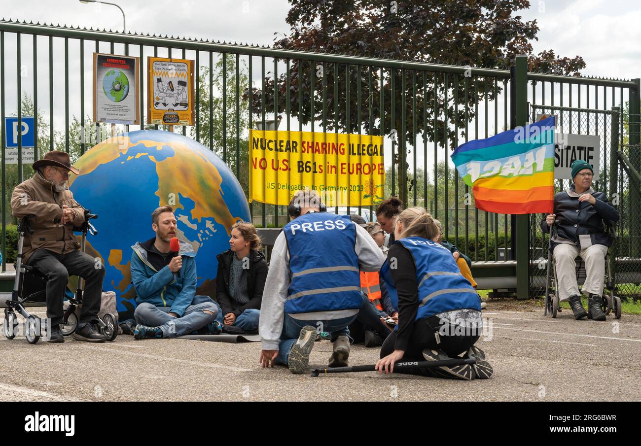 Volkel, The Netherlands, 07.08.2023, Peace activists protesting against ...