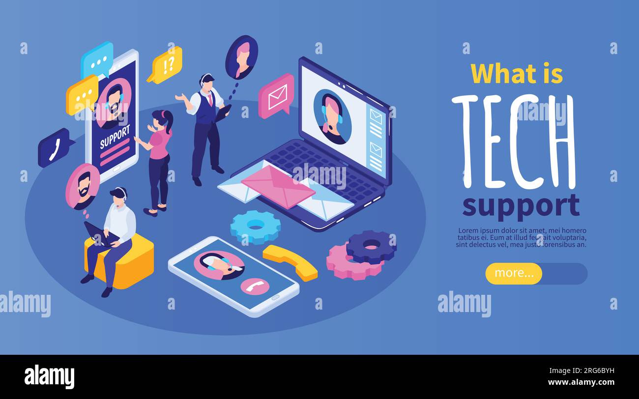 Isometric technical support horizontal banner with smartphone icons ...