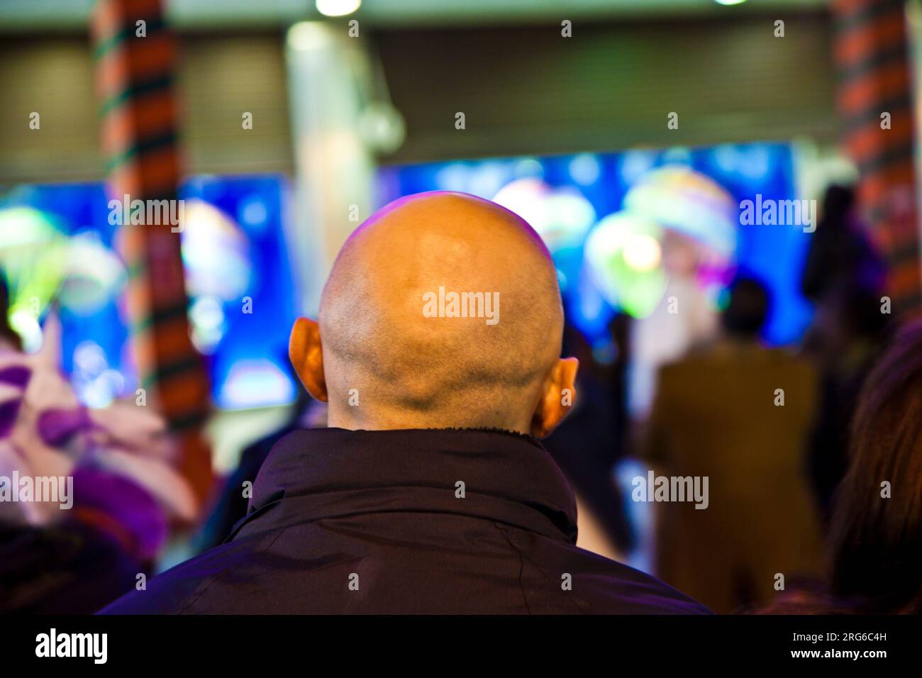 skinhead in crowd watches a show by night Stock Photo - Alamy