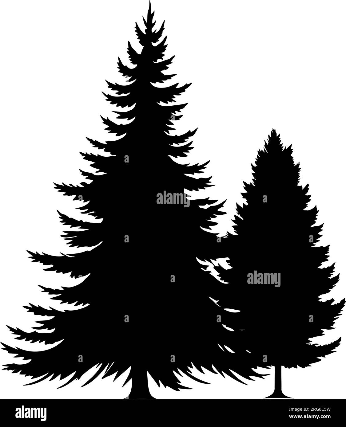 Two Pine trees silhouette. Vector illustration Stock Vector Image & Art ...