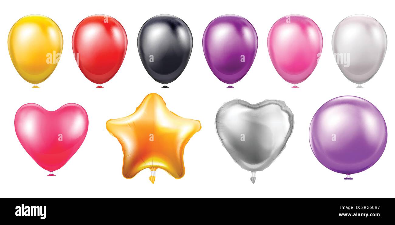 Birthday air balloons for parties and celebrations realistic color set ...