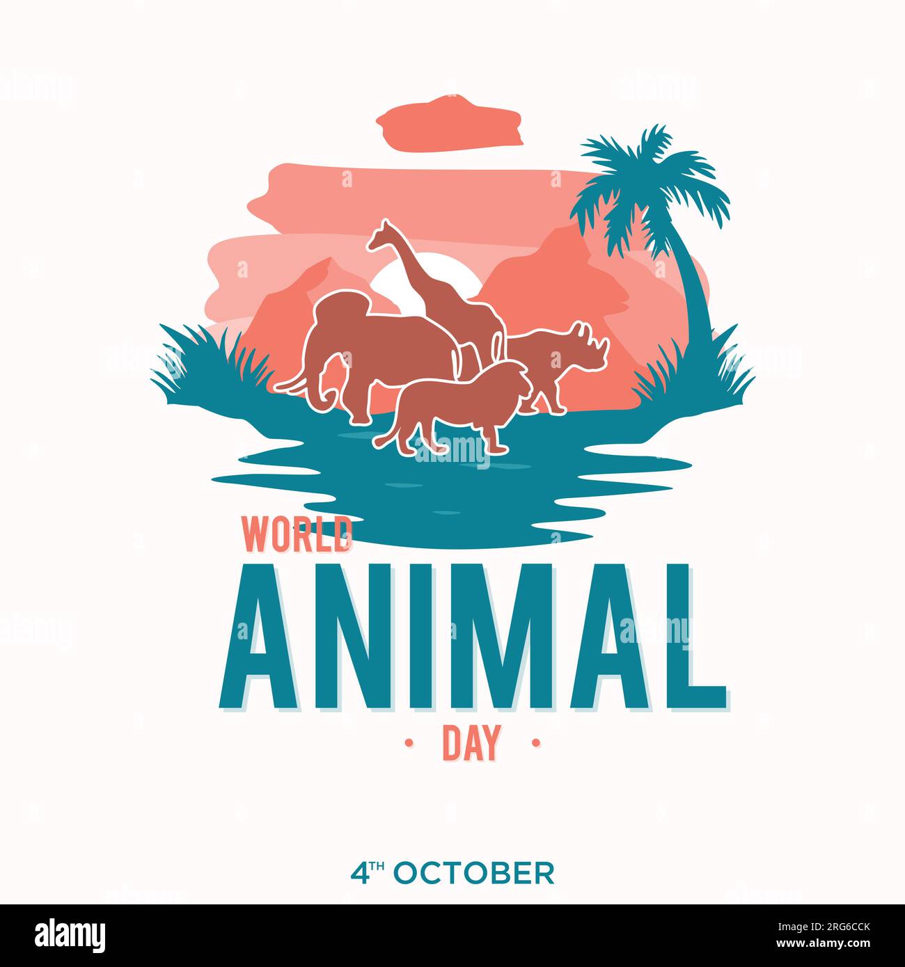 World Animal Day banner with wild animals standing. Vector illustration ...