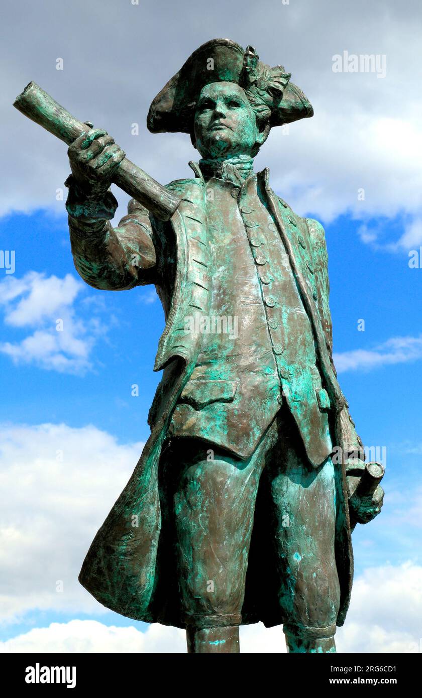Captain George Vancouver, statue, Purfleet Quay, Kings Lynn, Norfolk ...