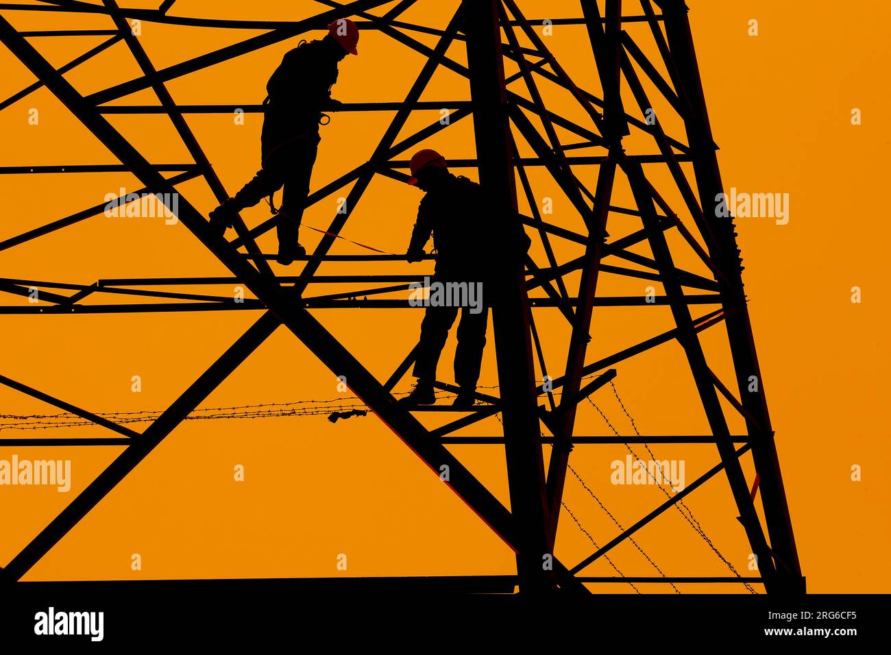 engineer working at tower, engineer working at power station, hight ...