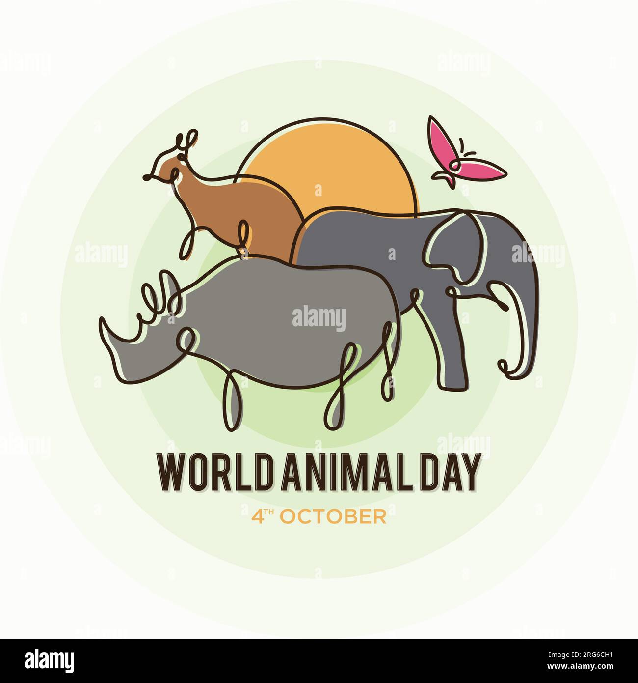 World Animal Day on October 4 template background colorful style ...
