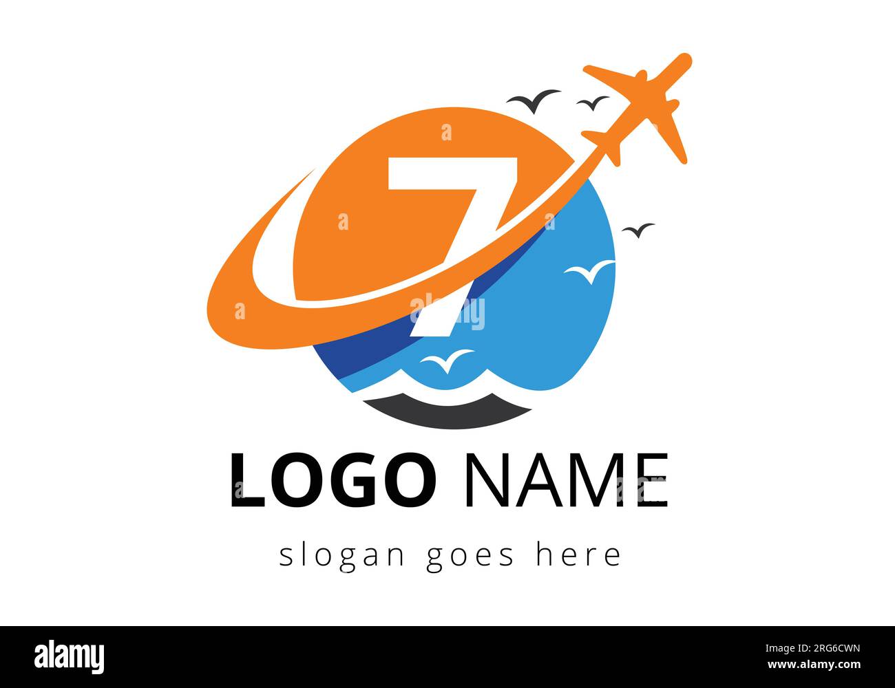Initial Letter 7 with travel logo design. Air, Airline, Airplane and ...