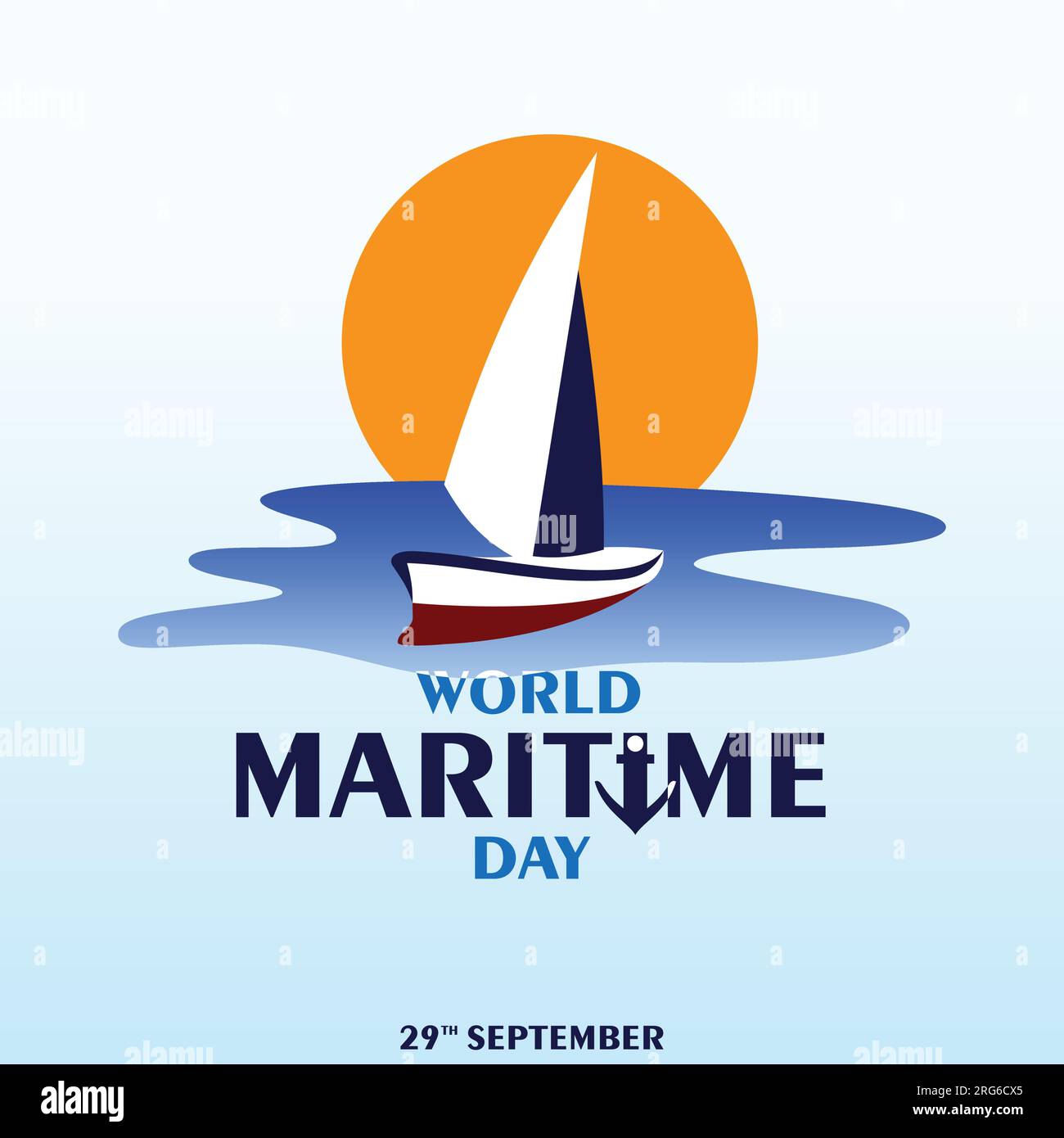 Vector illustration sailboat in the middle of the sea for banner or ...