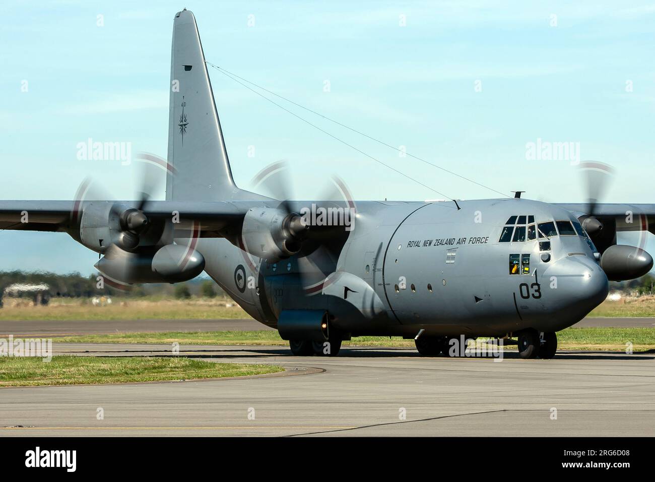 Close-up of A Royal New Zealand Air Force C-130H as it taxies into ...